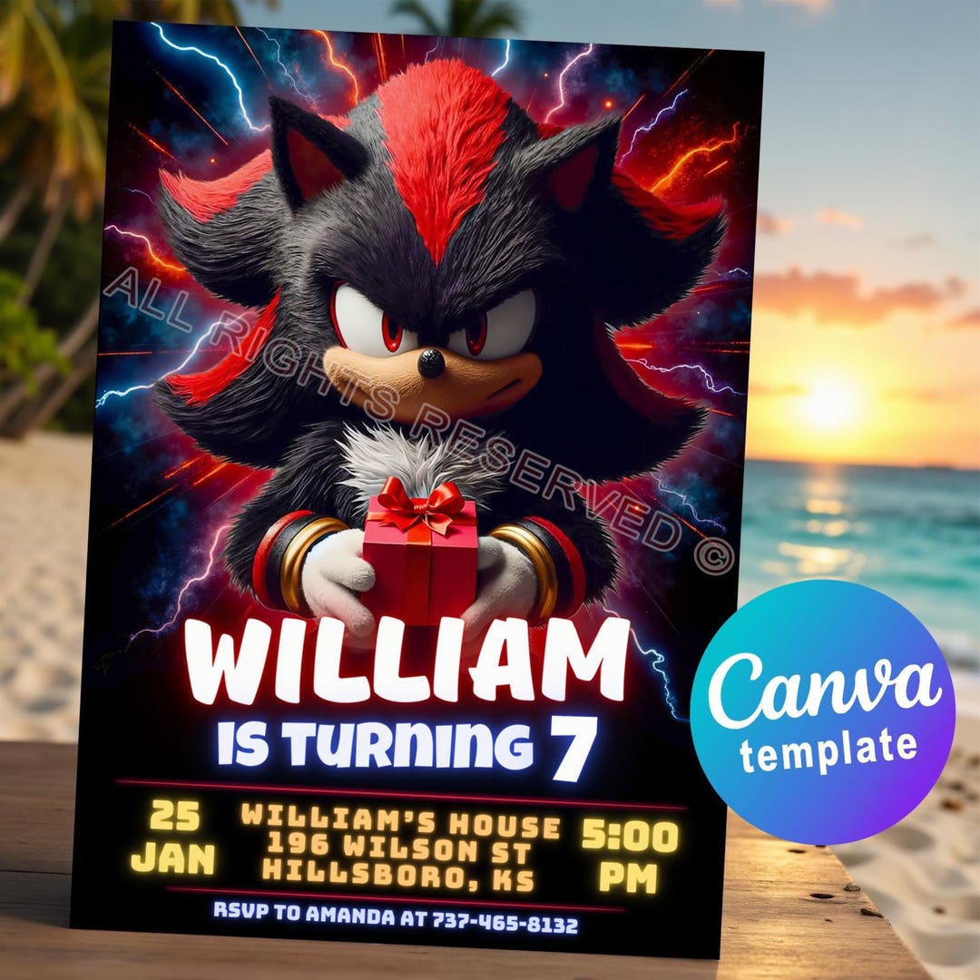 Shadow Birthday Invitation - Editable Canva Template. Shadow the ...