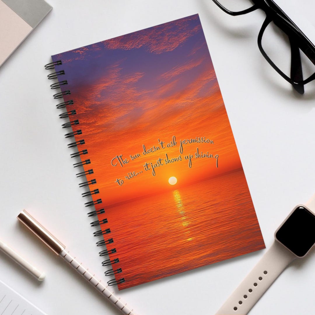 Inspirational Spiral Journal, Motivational Notebook, Sunset Theme Diary ...