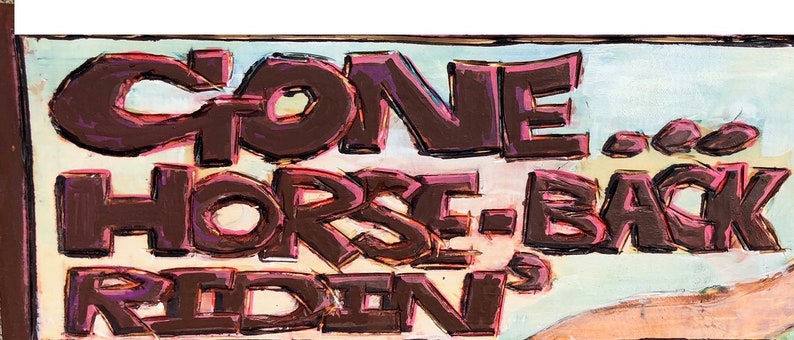 A Carved Wood Relief of a gone Horseback Ridin' Sign - Etsy