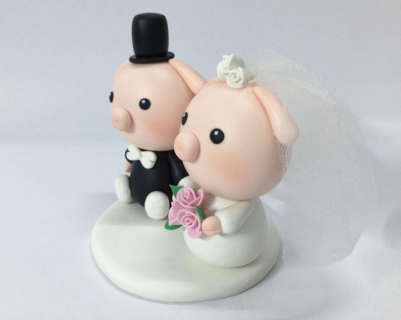 Pig Cake Topper Bride and Groom: Farm Wedding Anniversary Decoration - Etsy