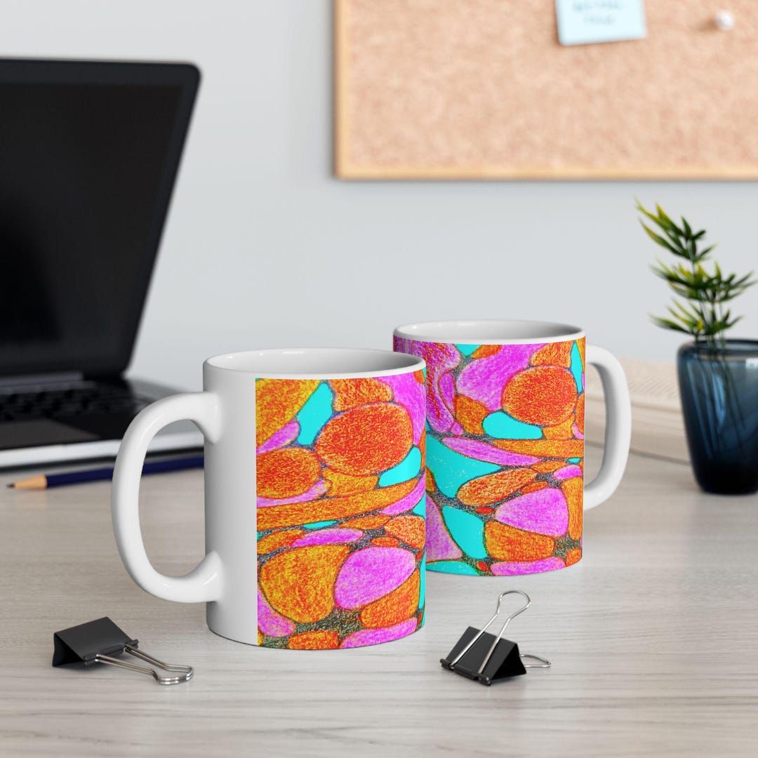 Abstract Art Coffee Mug: Colorful Ceramic Tea Cup, Modern Kitchen Decor ...