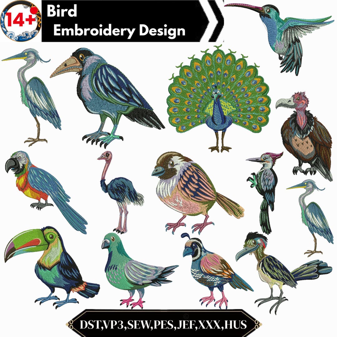 Bird Embroidery Design, Cute Bird Embroidery, All Birds Embroidery ...