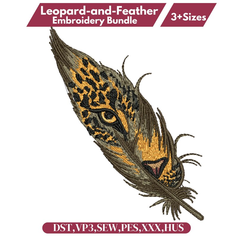 Leopard in Feather Embroidery Design,leopard in Feather Embroidery ...