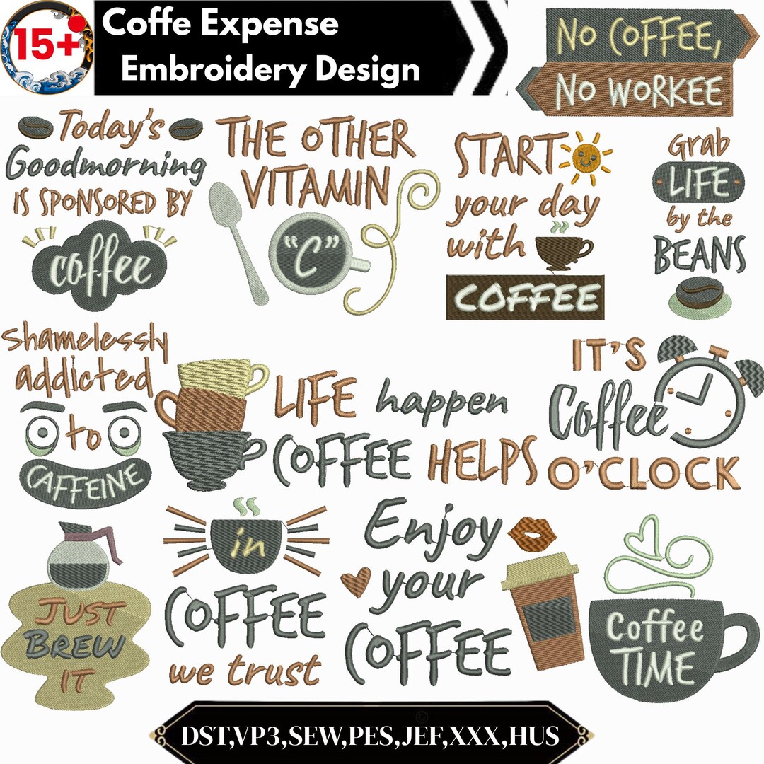 Coffee Embroidery Design, Coffee Quote Embroidery, Coffee Queen ...