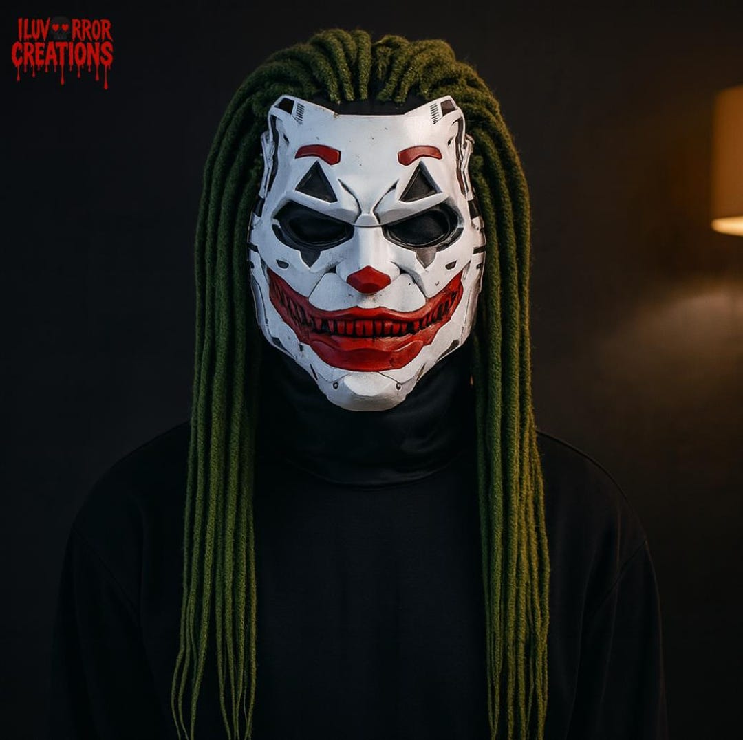 The Joker Cosplay Mask, Joker Halloween Mask, Joker With Hair Mask ...