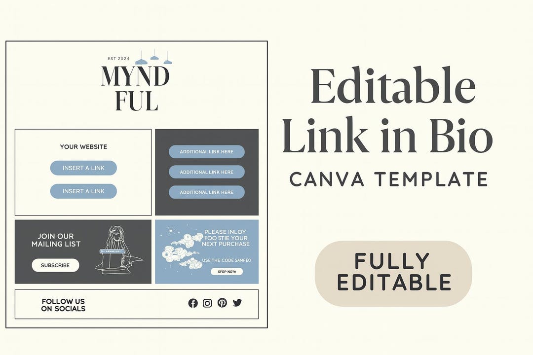 Editable Canva Link in Bio Template: Branded Landing Page for Creators ...