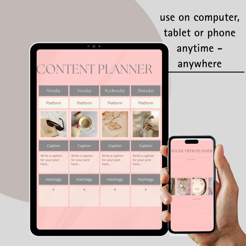 Weekly Content Calendar: Social Media Planner Canva Template (digital ...