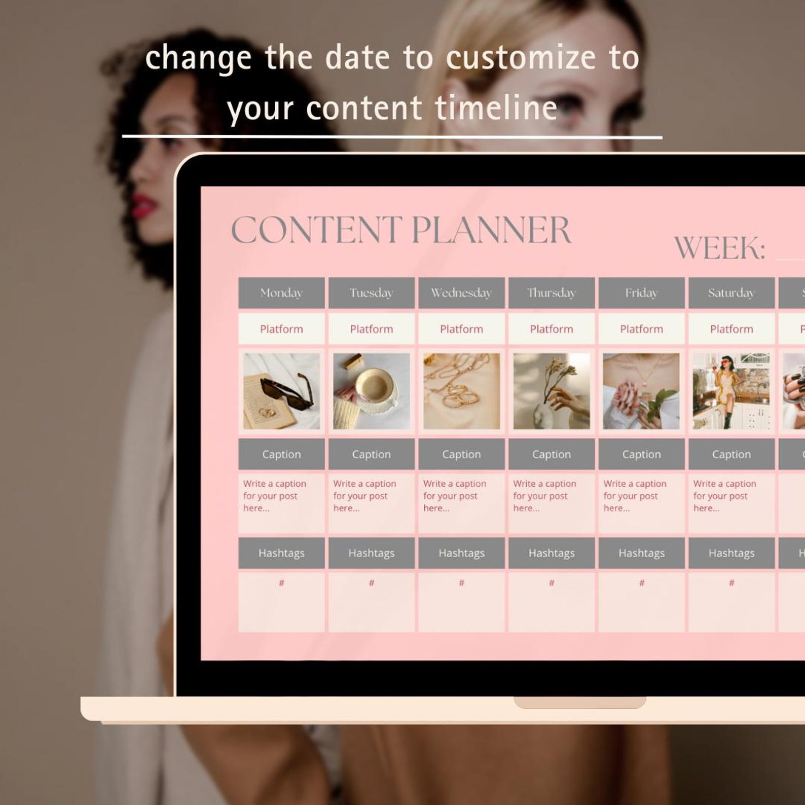 Weekly Content Calendar: Social Media Planner Canva Template (digital ...