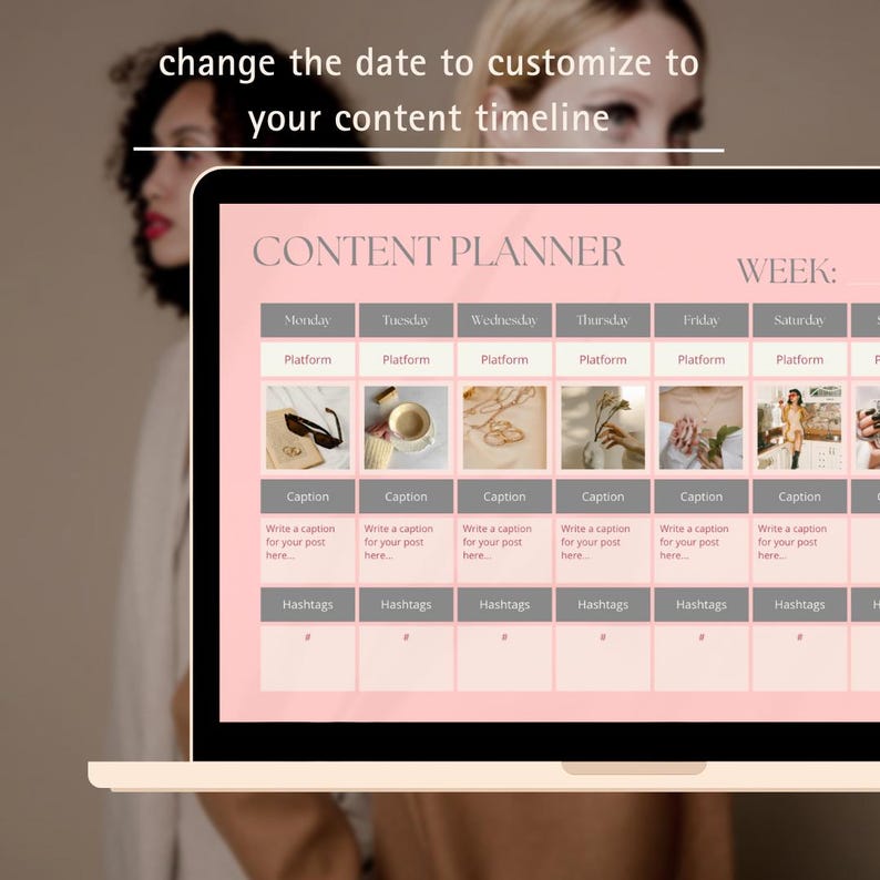 Weekly Content Calendar: Social Media Planner Canva Template (digital ...