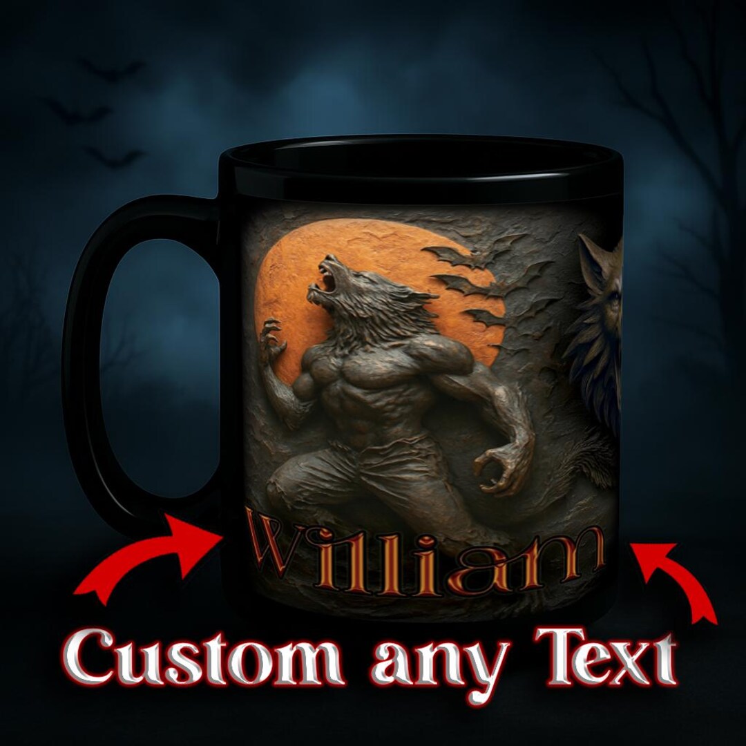 Personalized Halloween Werewolf Mug, Beautiful Custom Halloween Accent ...