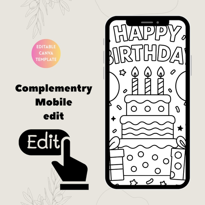 Happy Birthday Coloring Card DIGITAL | Colouring Greeting Card for Kids ...