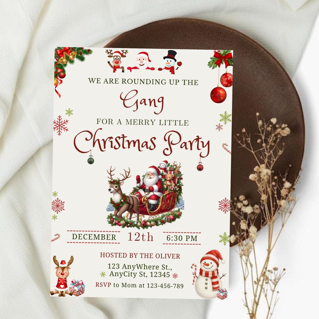 Editable Christmas Party Invitation, Friendsmas Party Invite, Holiday ...