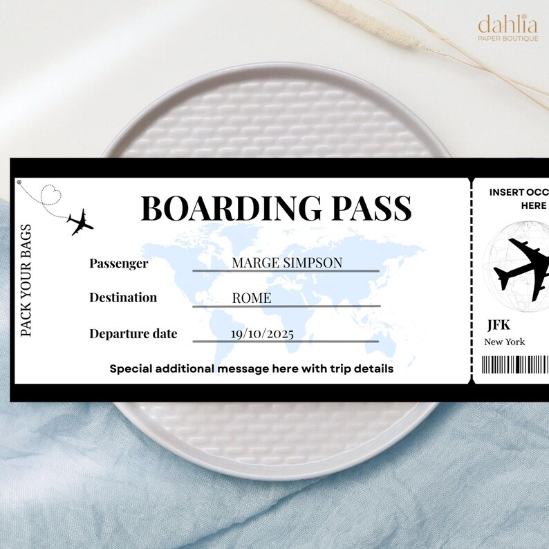 Editable Boarding Pass Template, Boarding Passes, Surprise Boarding ...