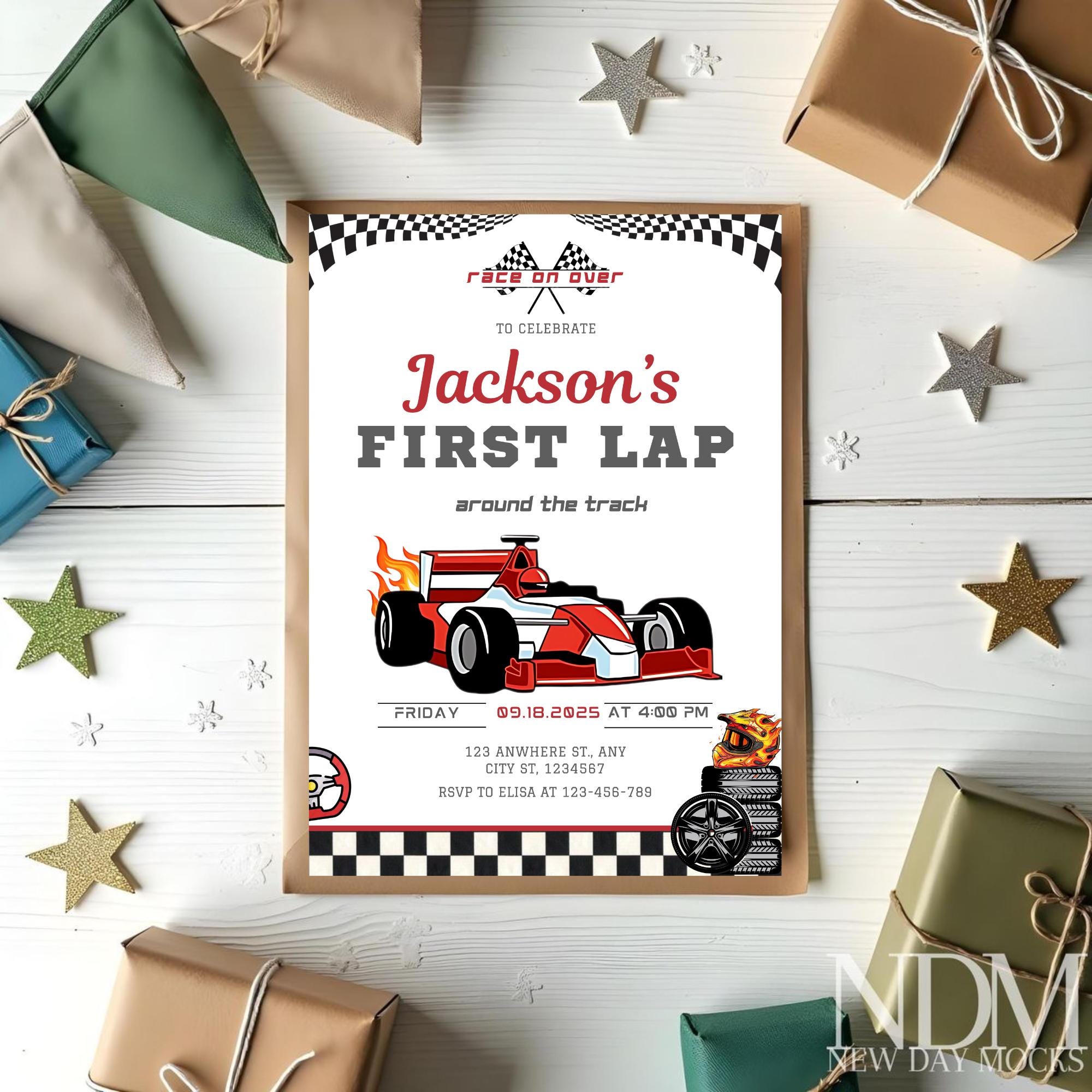 Editable Race Car Birthday Invitation, Racing Car Birthday Invitation ...