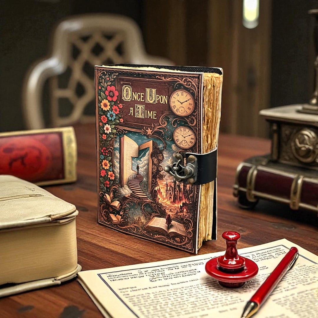 Handmade “once Upon a Time” Leather Journal: Vintage Blank Book of ...