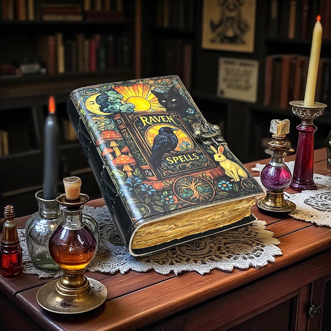 Raven Spells Leather Journal: Gothic Witchcraft Grimoire & Spellbook - Etsy
