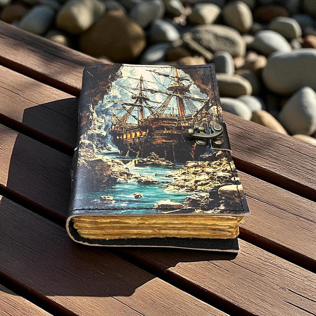 Pirate Ship Leather Journal: Handmade Deckle Edge Adventure Notebook - Etsy
