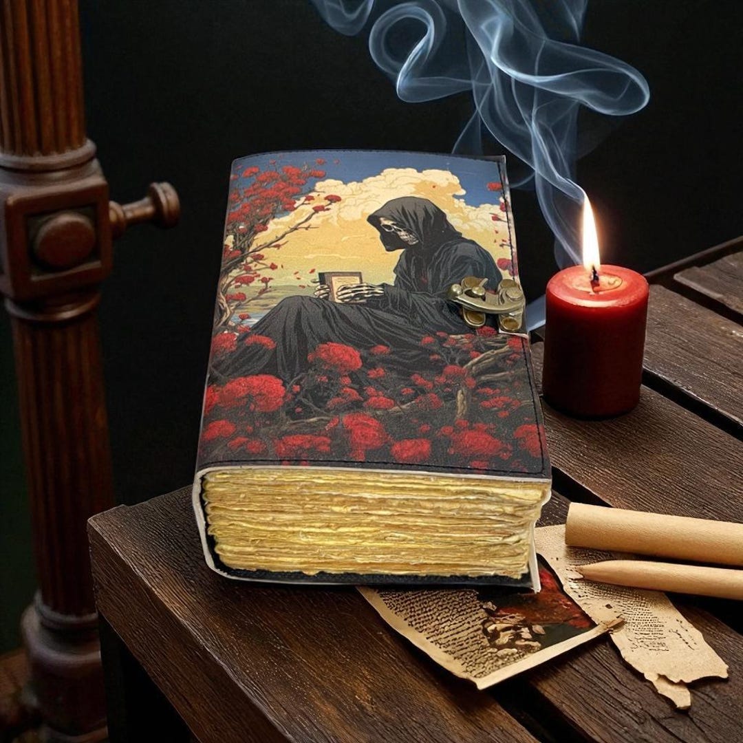 Gothic Leather Journal – Grim Reaper Writing Notebook With Deckle Pages ...