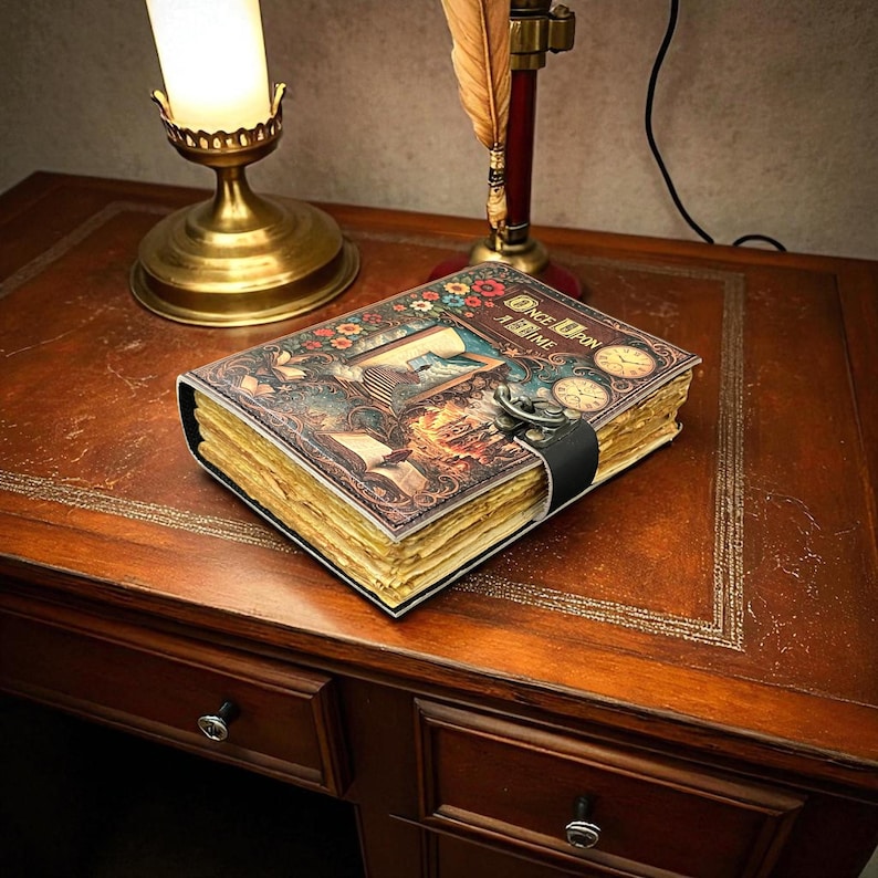 Handmade “once Upon a Time” Leather Journal: Vintage Blank Book of ...