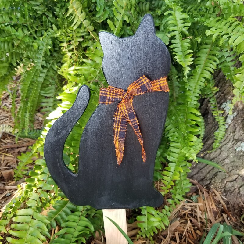 Wooden Black Cat Lawn Decor - Etsy
