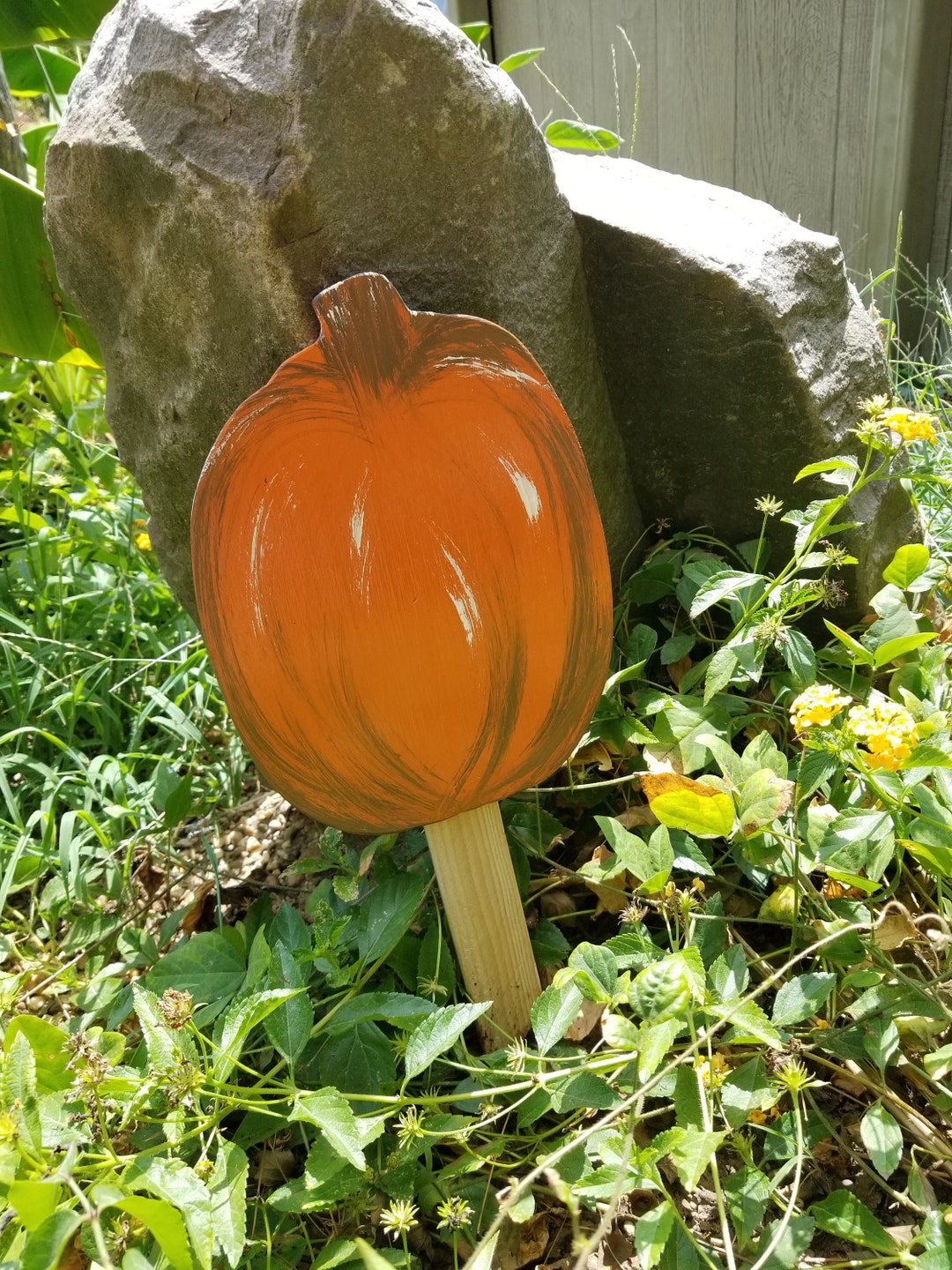 Wooden Pumpkin Stake; Pumpkin Yard Decor; Fall Yard Decoration ...