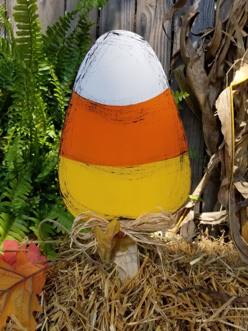 Small Wooden Candy Corn Candy Corn Garden Stake Fall Outdoor | Etsy