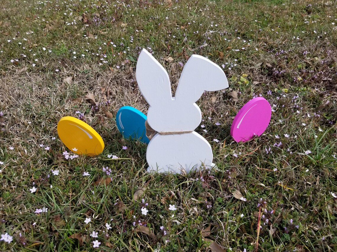 Spring Bunny & Mini Easter Egg Set Outdoor Easter Decorations - Etsy