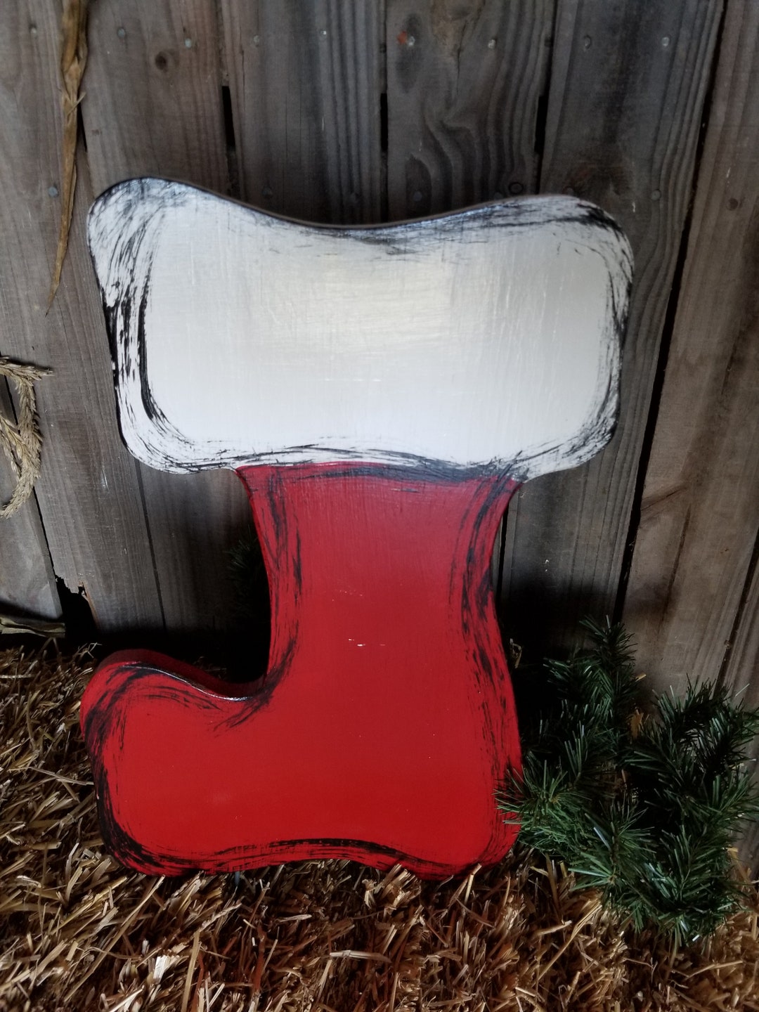 Handmade Christmas Stocking Yard Stake: Painted Plywood Garden Decor - Etsy