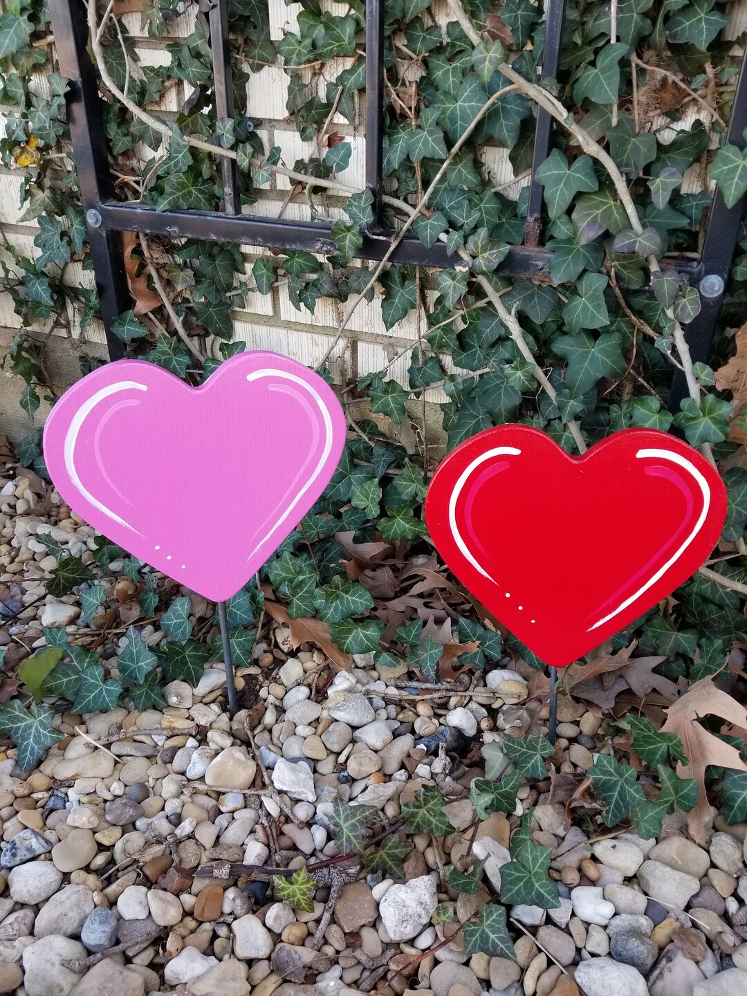Handmade Valentine Hearts Yard Decor Set: Pink & Red, Outdoor ...