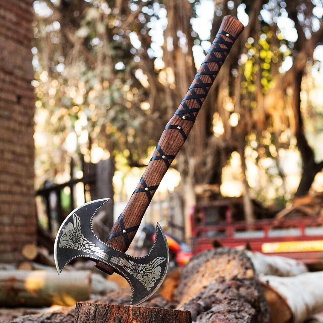 Hand Forged Viking Double Headed Axe: Celtic Knot Carbon Steel - Etsy