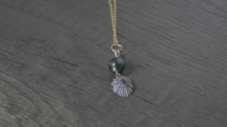 Opihi Shell Tahitian Pearl Necklace, 14k Gold Filled Chain, Hawaiian ...