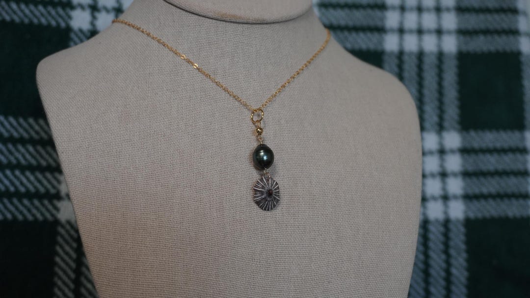 Opihi Shell Tahitian Pearl Necklace, 14k Gold Filled Chain, Hawaiian ...