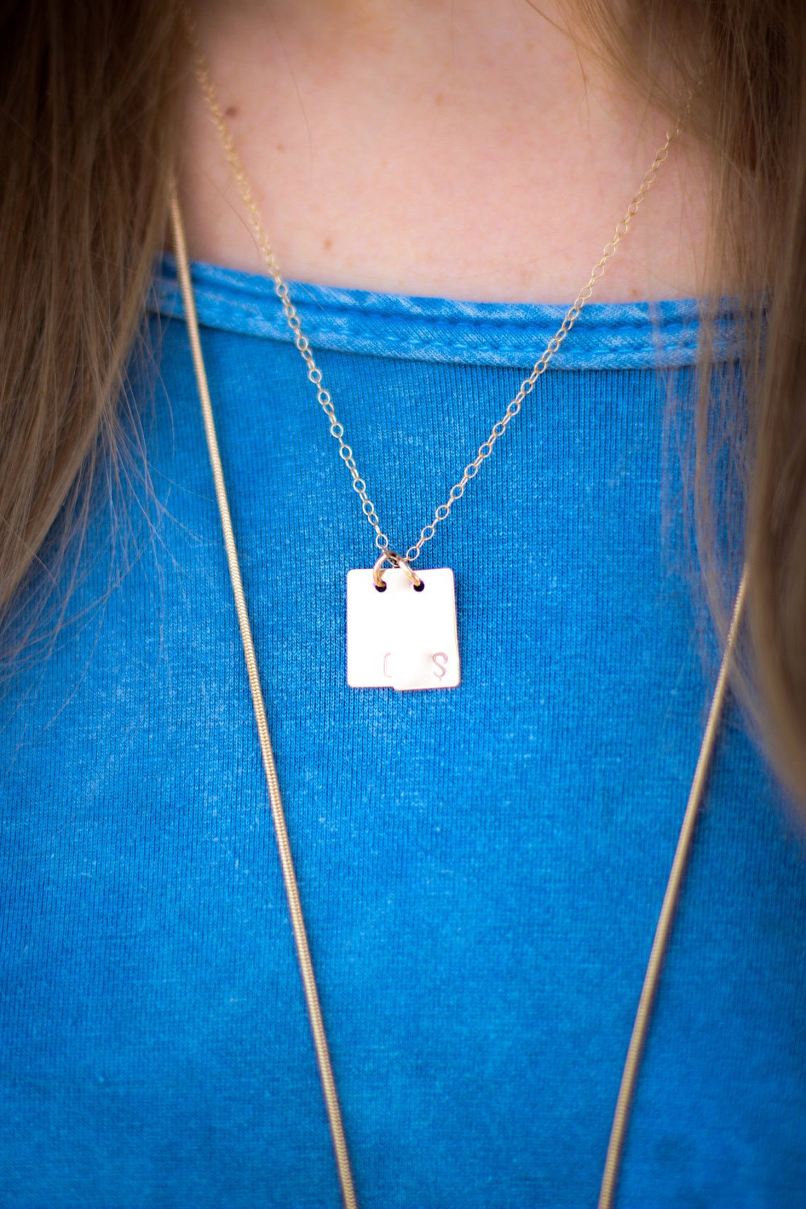 Simple Personalized Tag Necklace/ Small Bar Necklace/ Minimal Tag ...
