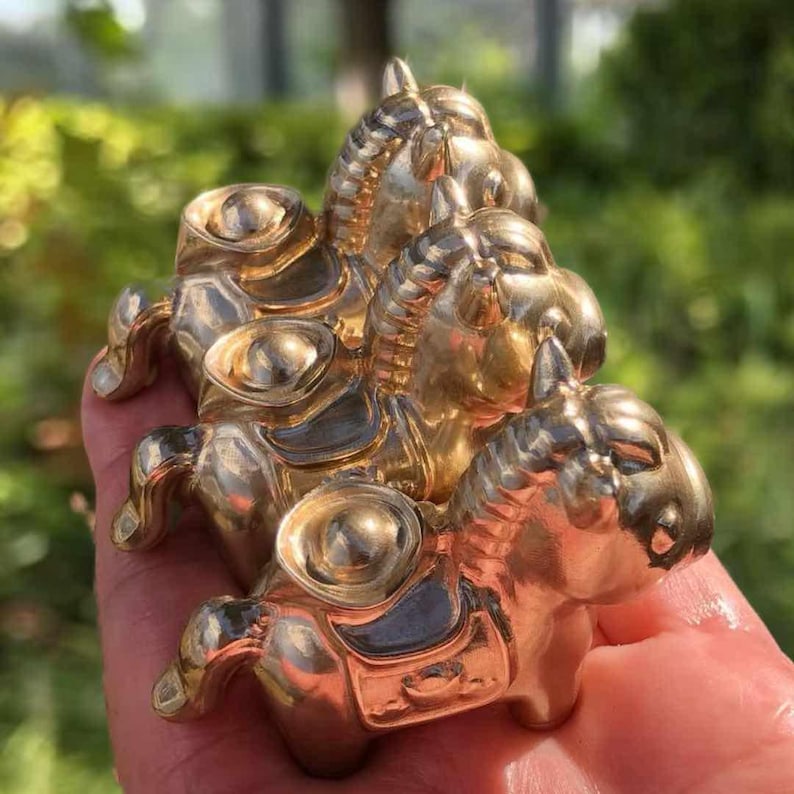 Hand-carved Pyrite Horse With Gold Ingot | Feng Shui Wealth Statue - Etsy