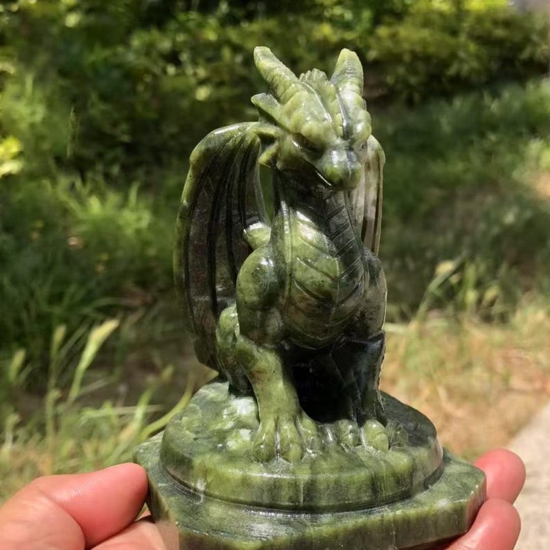 Hand-carved Obsidian Serpentine Dragon Figurine: Feng Shui Decor - Etsy