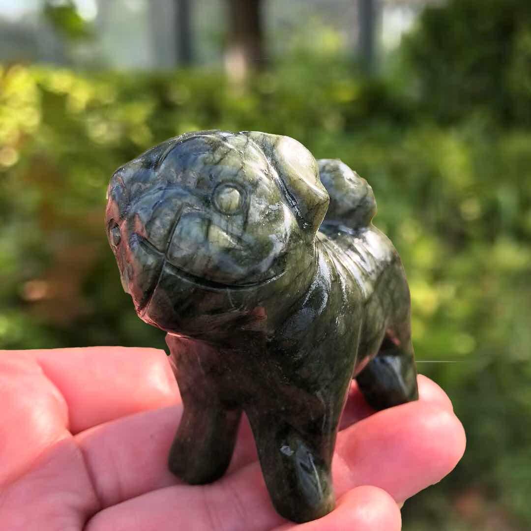 Hand-carved Serpentine Pug Figurine | Healing Crystal Dog Statue - Etsy