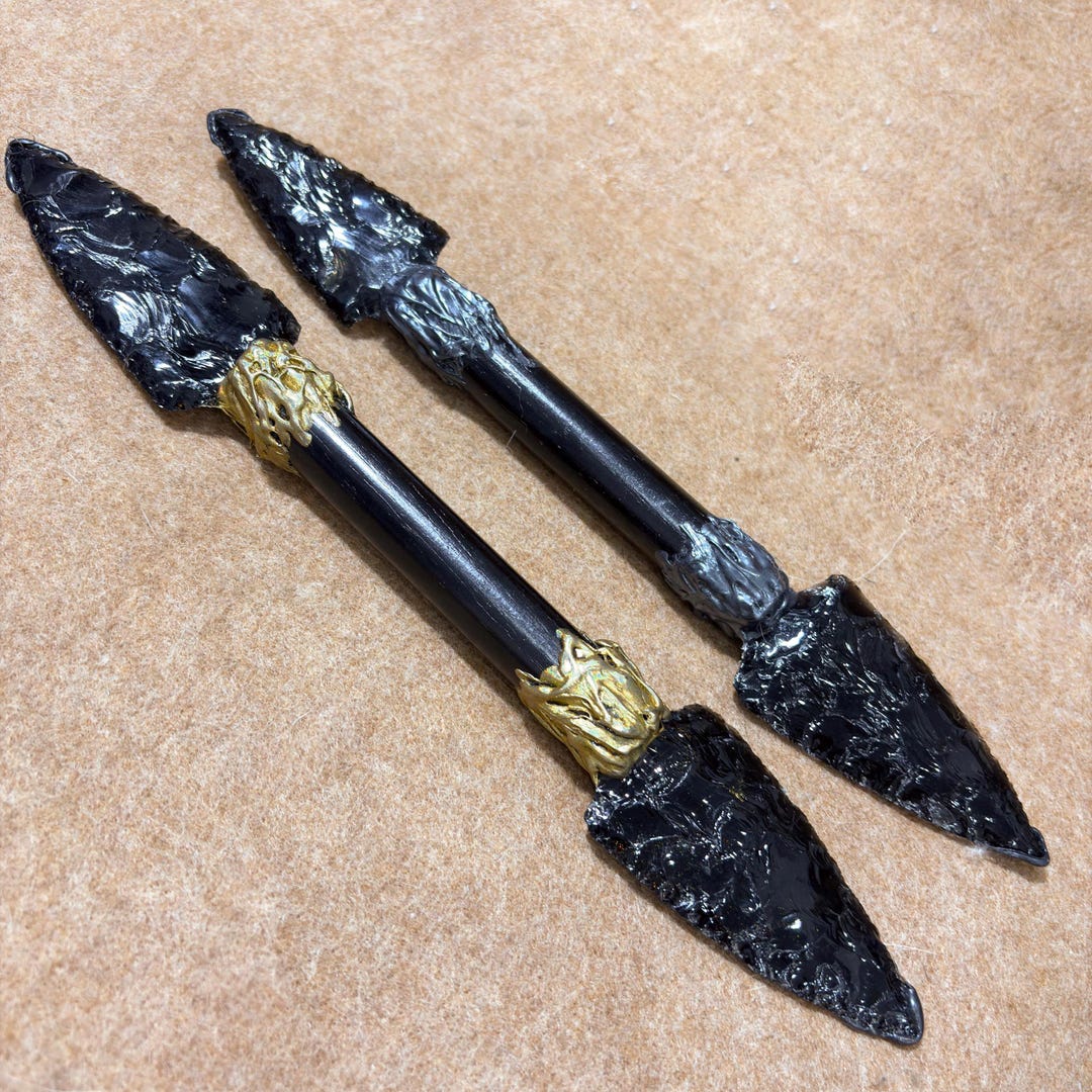 Obsidian Double-point Ritual Wand: Handmade Wiccan Altar Tool - Etsy