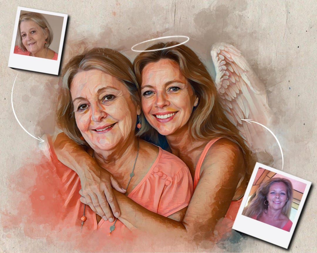 Custom Memorial Portrait: Combine Photos of Deceased Loved Ones - Etsy
