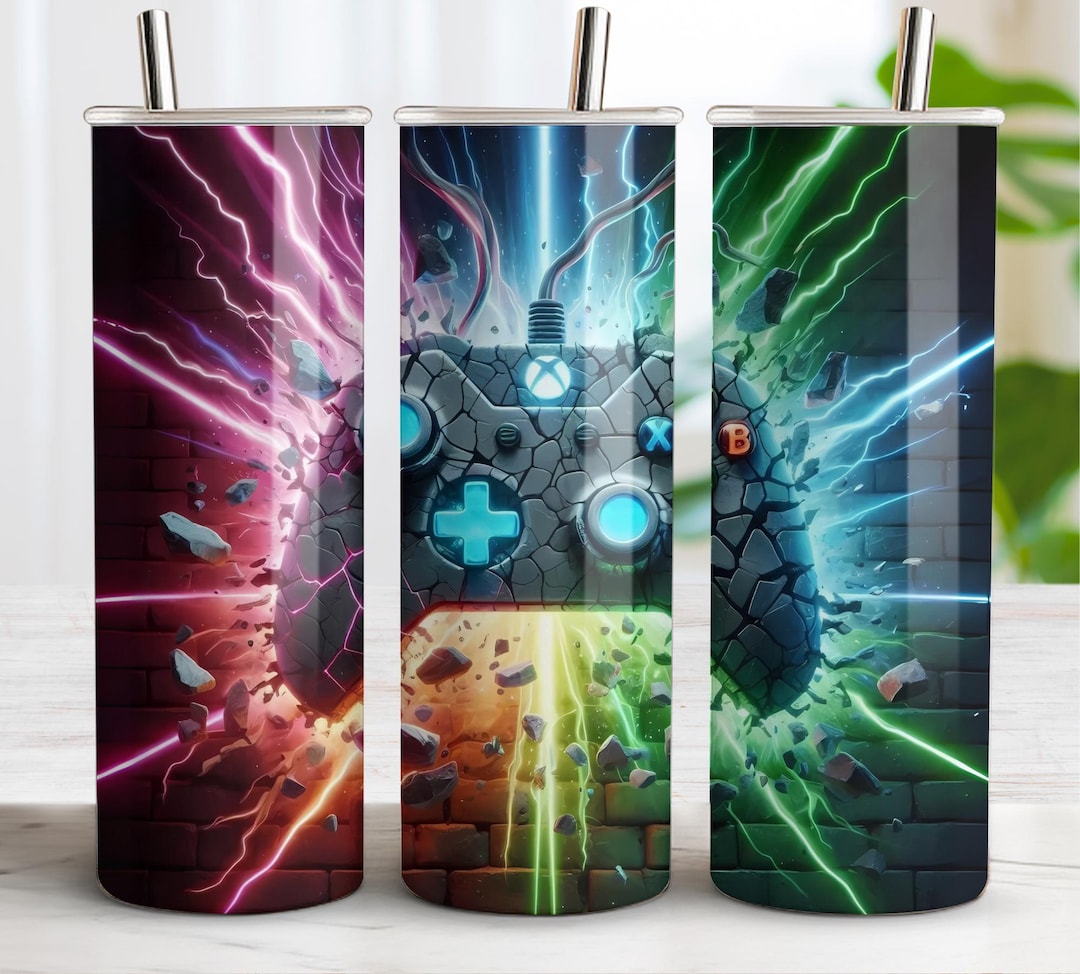 Xbox Controller 20oz Tumbler Wrap – Neon Gamer Design, Digital Download ...