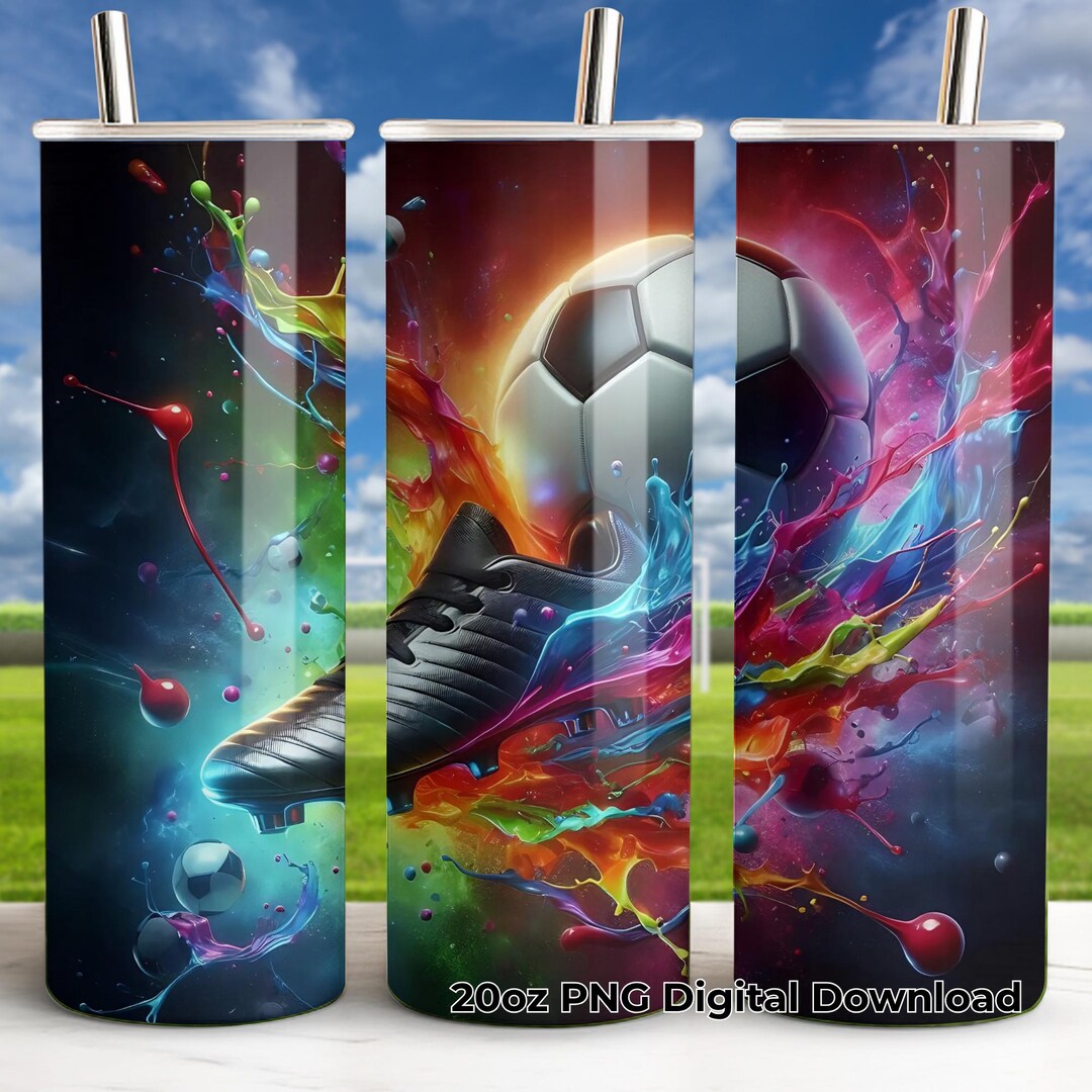 Soccer 20oz Tumbler Wrap PNG – Football Shoe & Ball Sublimation Design ...