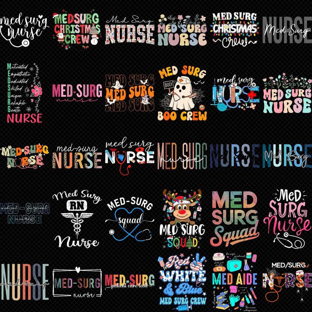 Med Surg Nurse Clipart Bundle - Nursing PNG, Med Surg Christmas Crew ...