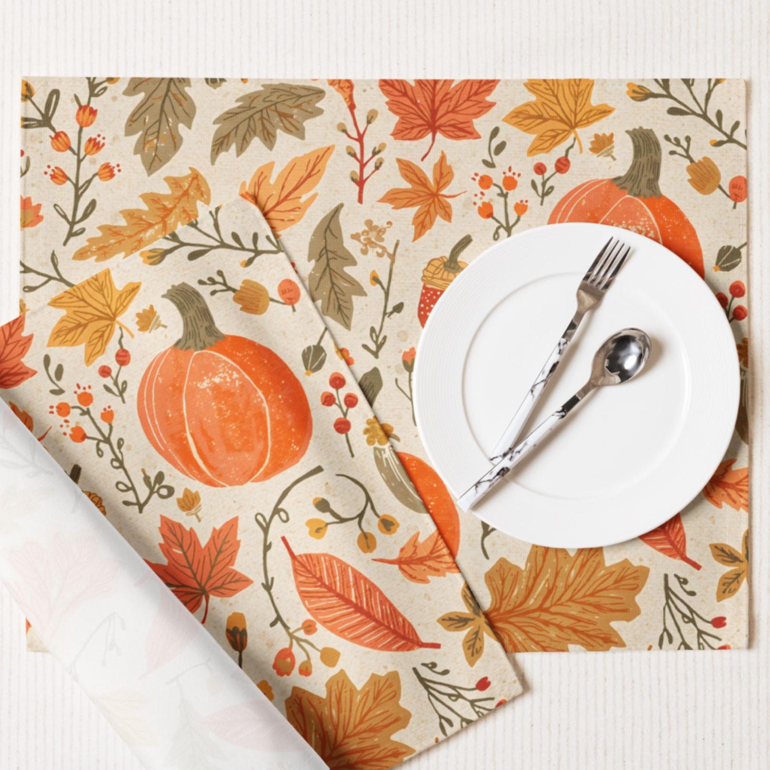 Autumn Pumpkin Placemats Set – Thanksgiving Table Setting, Set of 4 - Etsy