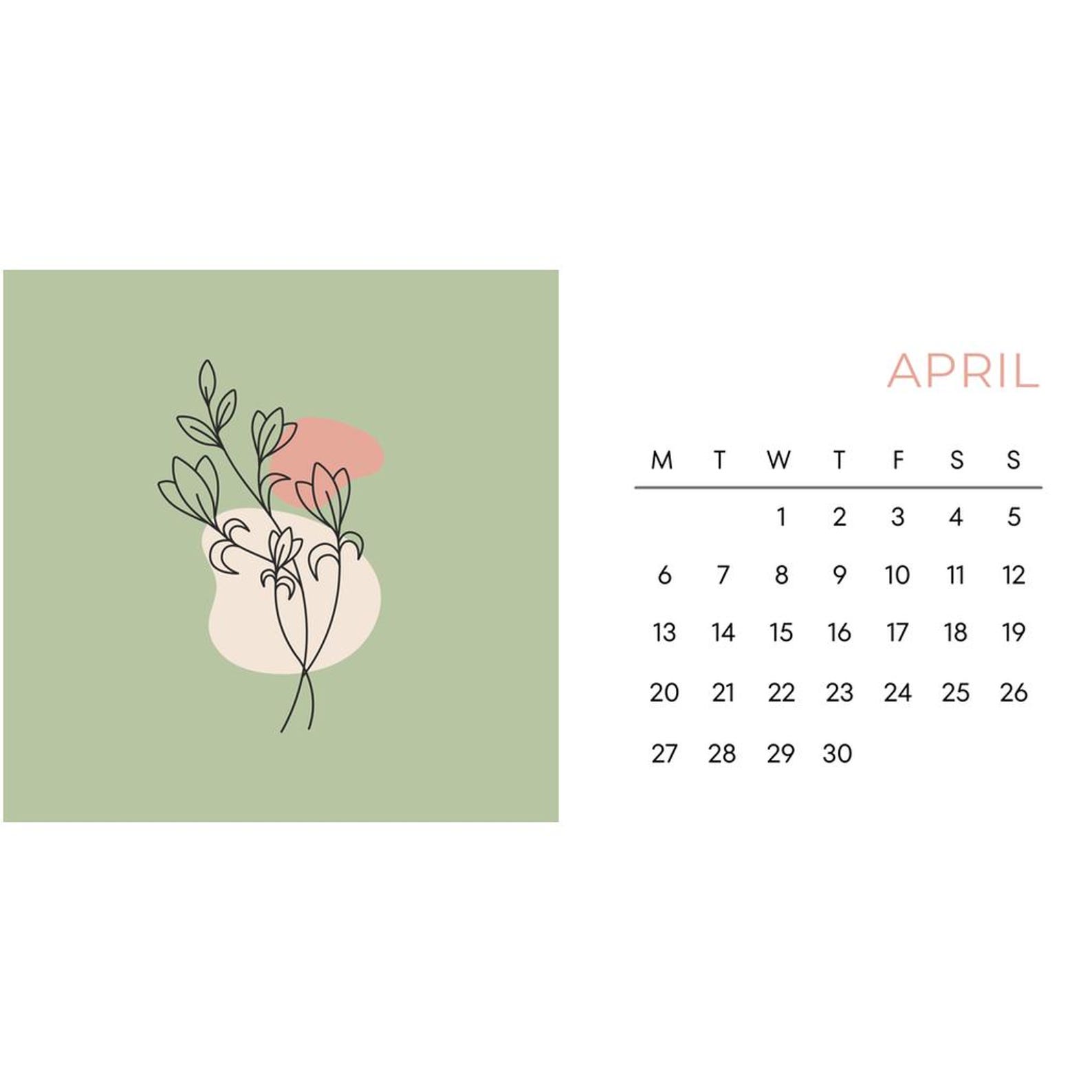 Floral Desk Calendar - Minimalist Floral Design - Home Office Decor - Etsy