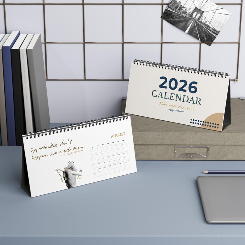 Stylish and Inspirational 2026 Desktop Calendar With Motivational ...