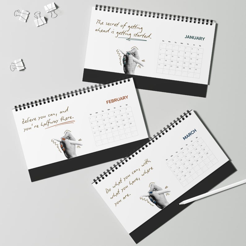 Stylish and Inspirational 2026 Desktop Calendar With Motivational ...