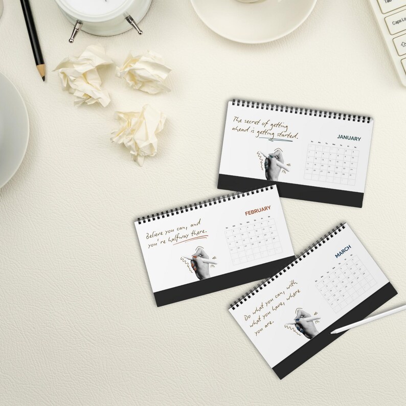 Stylish and Inspirational 2026 Desktop Calendar With Motivational ...