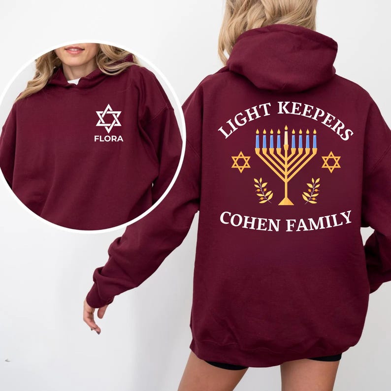 Custom Family Name Hanukkah Sweatshirt, Personalized Festival of Lights ...