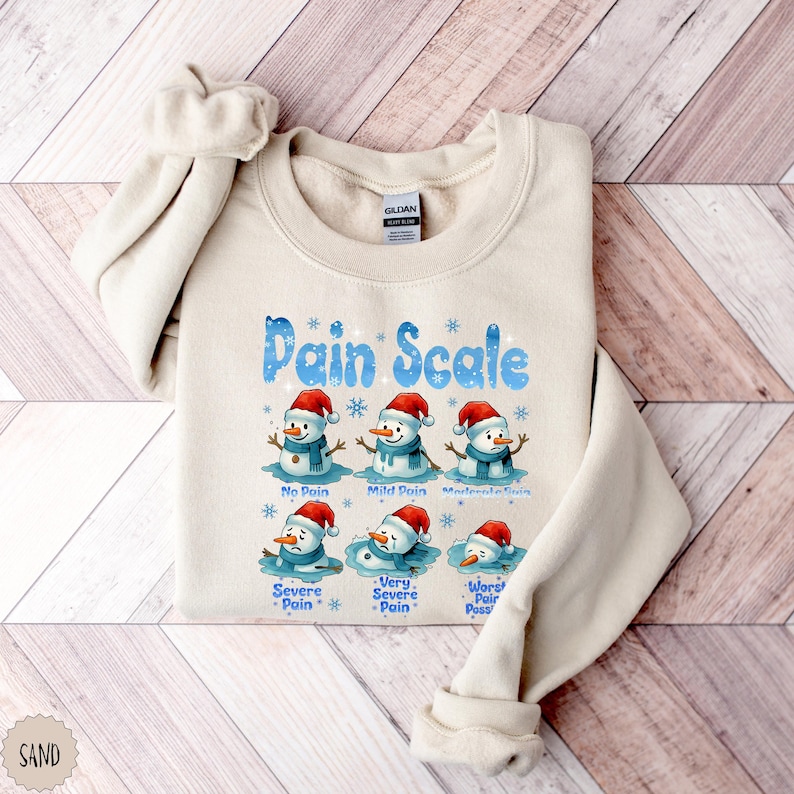 Funny Pain Scale Sweatshirt | Snowman Sweatshirt | Snowman Pain Scale ...
