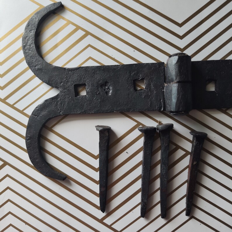 Hand Forged Hinge Set Includes Forged Nails. 2 Hinges, 1 Hasp - Etsy