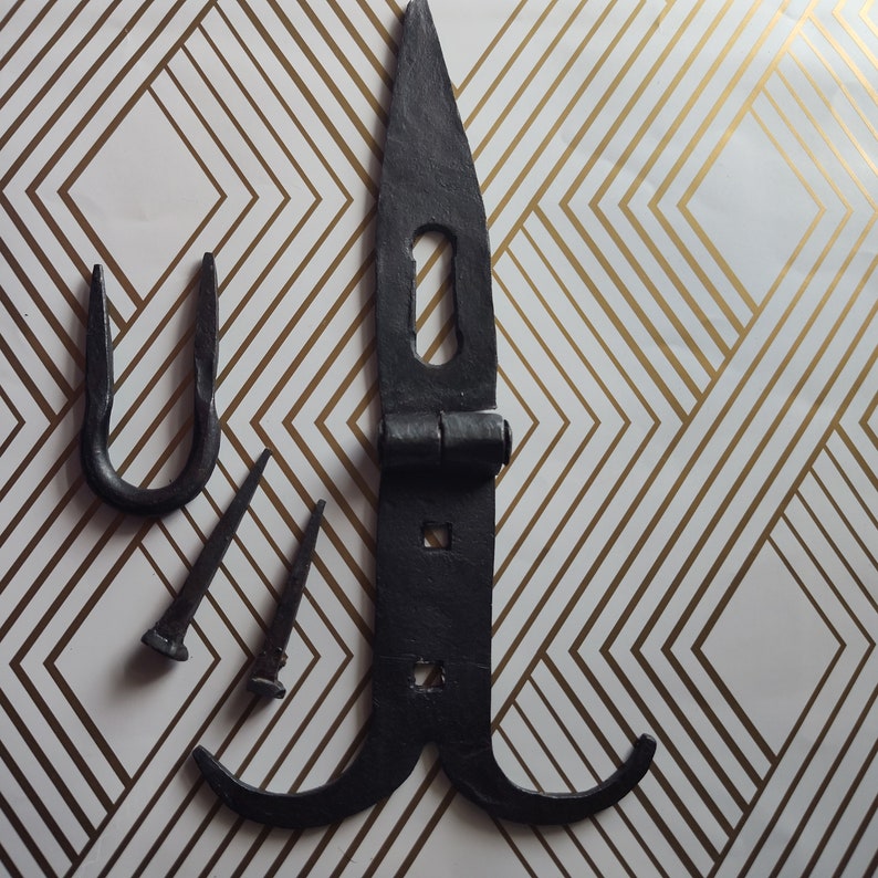 Hand Forged Hinge Set Includes Forged Nails. 2 Hinges, 1 Hasp - Etsy